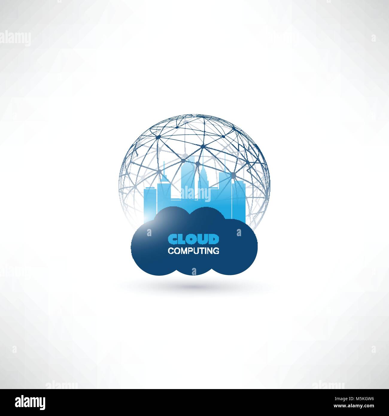 Cloud Computing Design Concept with Wireframe Globe - Digital Network ...