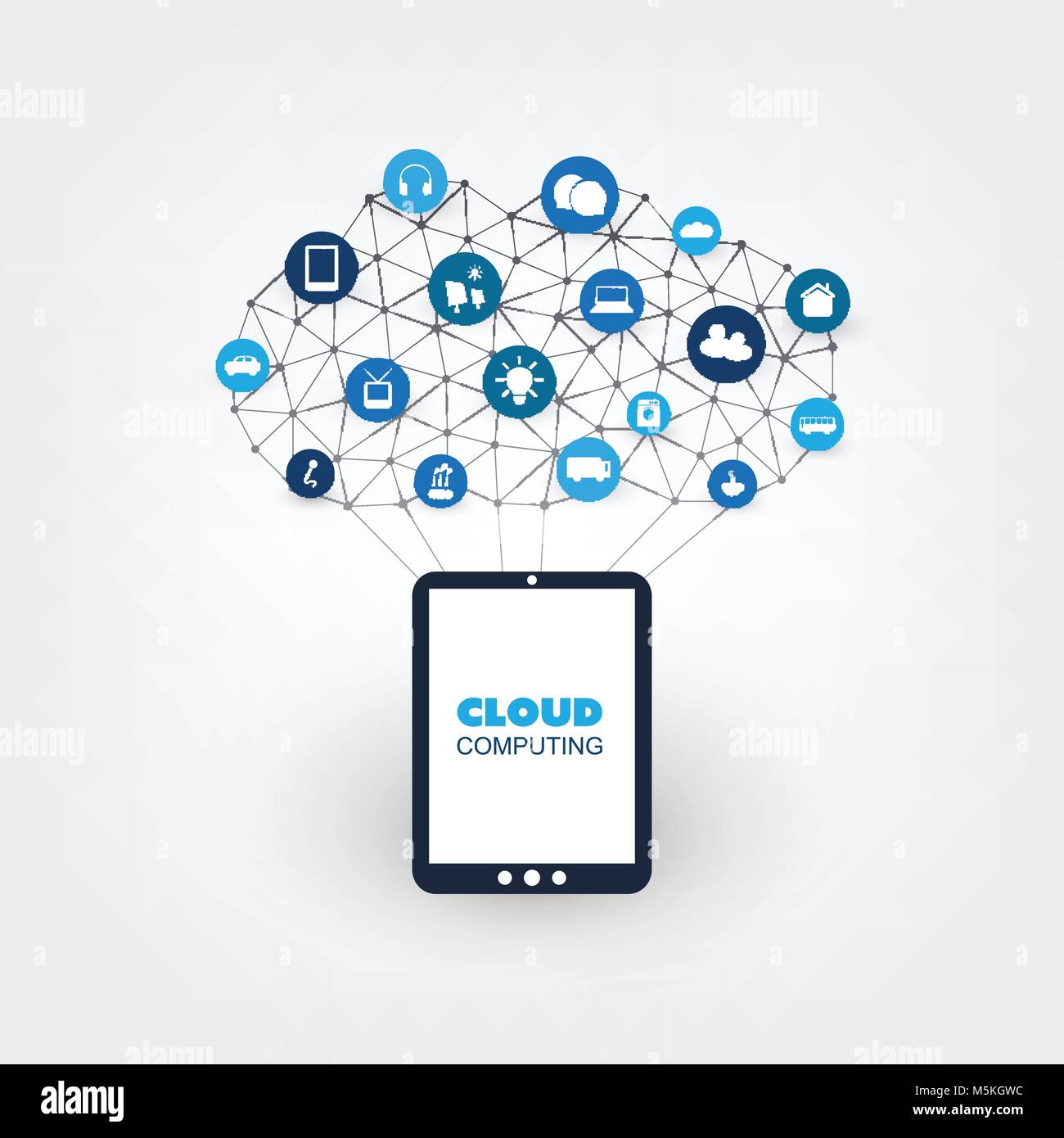 Cloud Computing Design Concept with Icons - Digital Network Connections, Technology Background ...