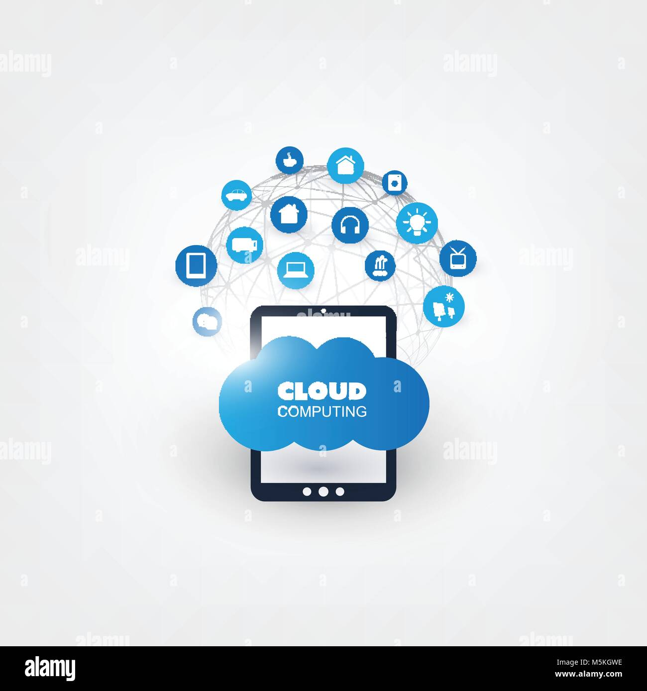 Cloud Computing Design Concept with Icons - Digital Network Connections, Technology Background ...