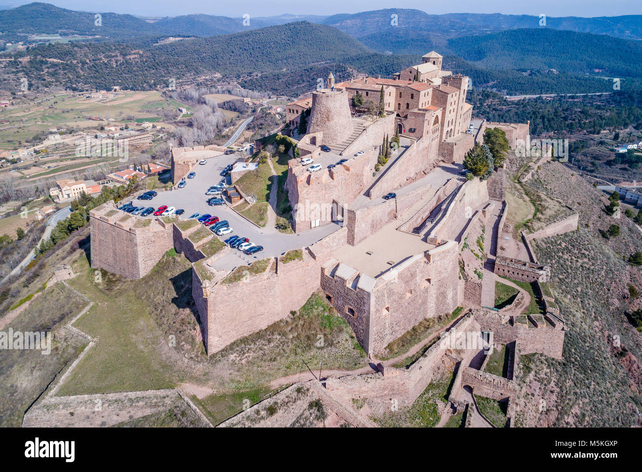 Aerial view of Cardona Castle, Cardona, Catalonia, Spain Stock Photo ...
