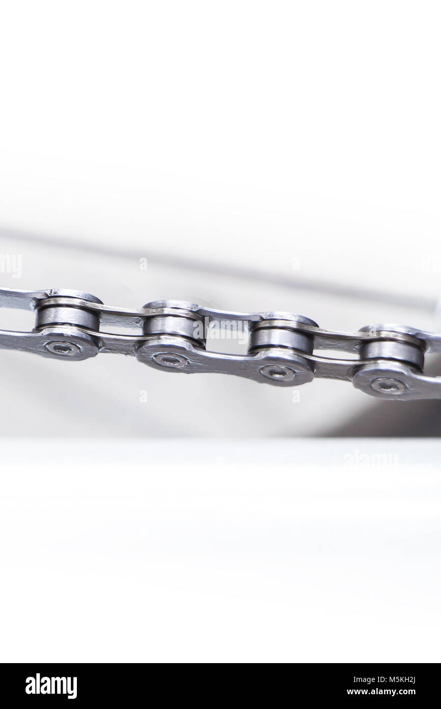 New and clean silver mountain bike chain detail for wallpaper or ...
