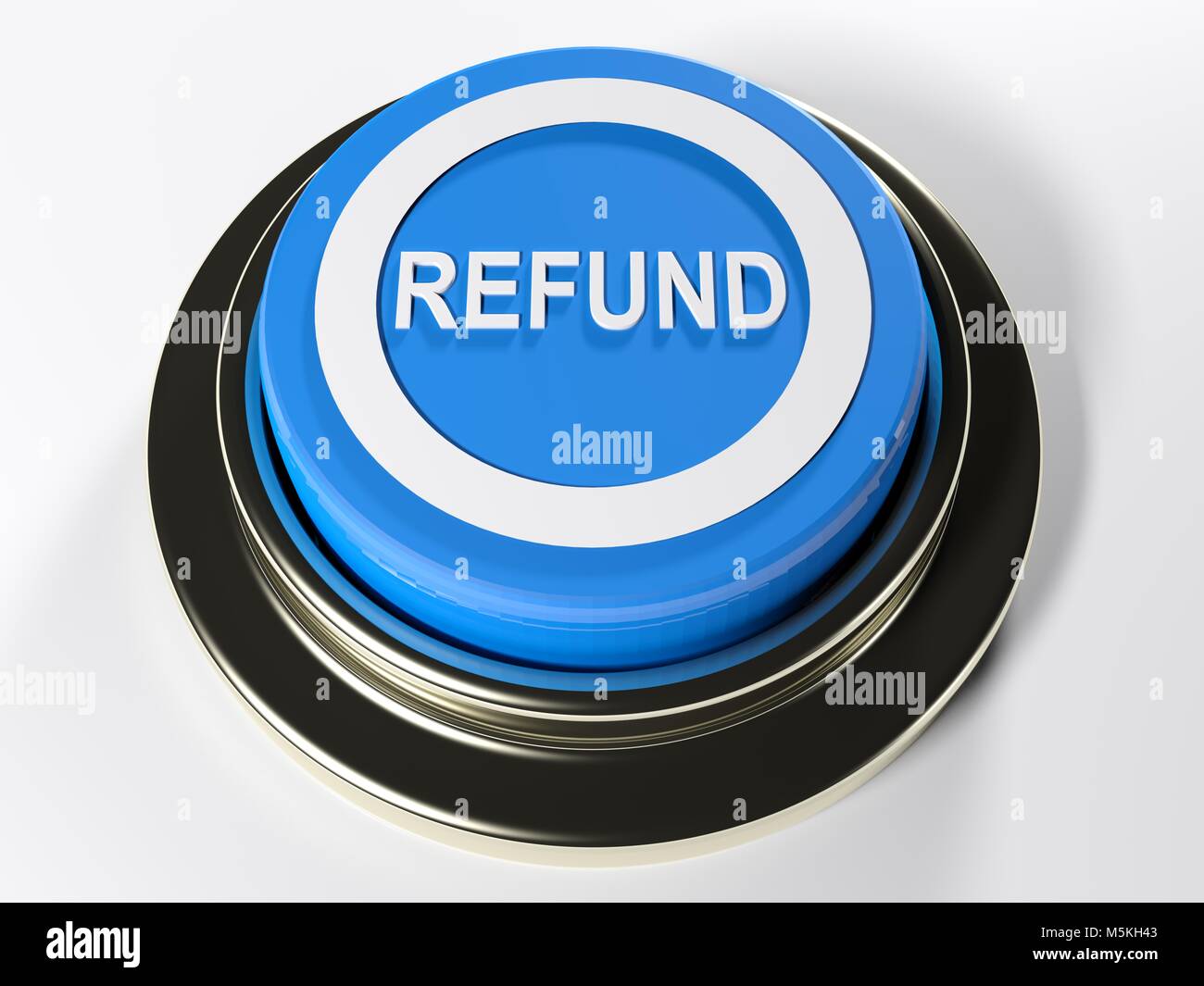 REFUND blue push button - 3D rendering Stock Photo - Alamy