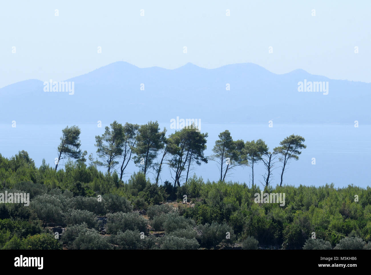 landscape of the Korcula island with Lastovo island at the background ...