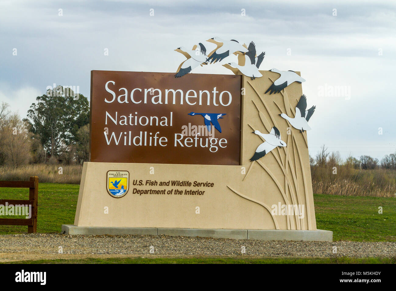 A sign at the entrance to the Sacramento National Wildlife Refuge in ...
