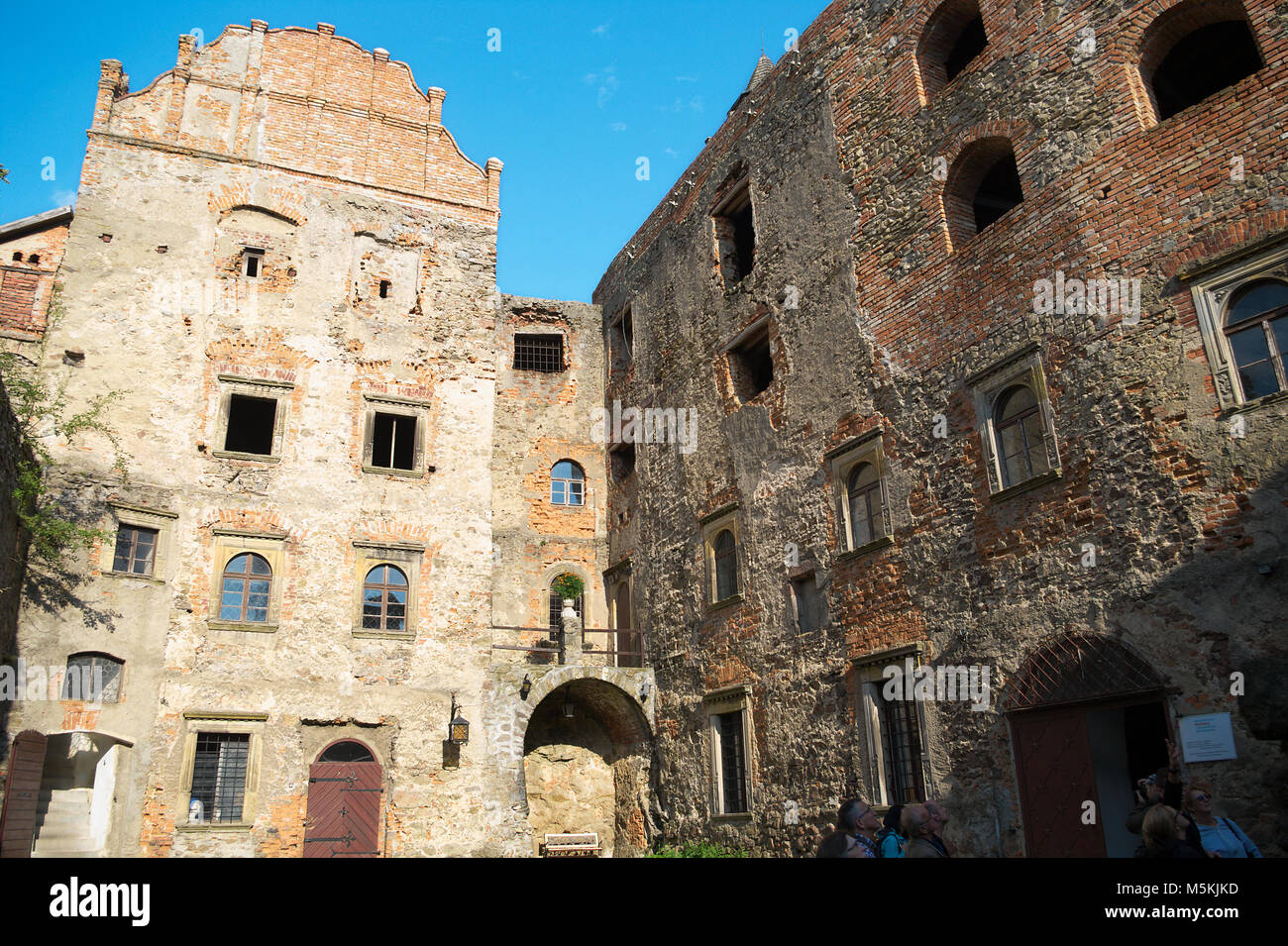 Stone walls ruins of the medieval Grodno castle in Zagorze Slaskie ...