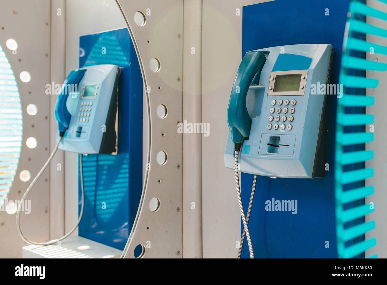 Street payphone. Travel concept, communication City concept Stock Photo ...