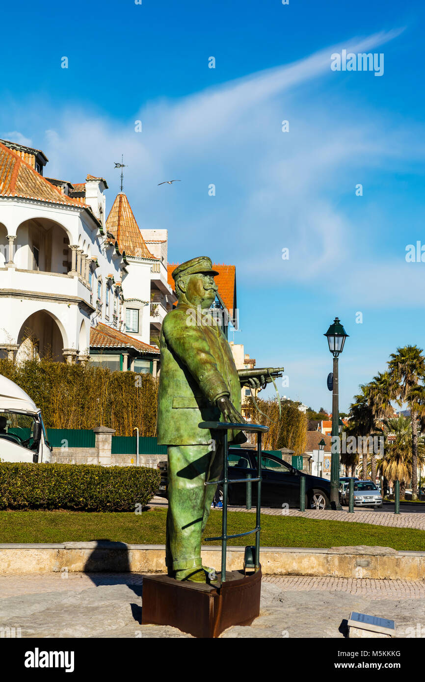 Statue of King Dom Carlos I of Portugal in Cascais harbor Stock Photo ...