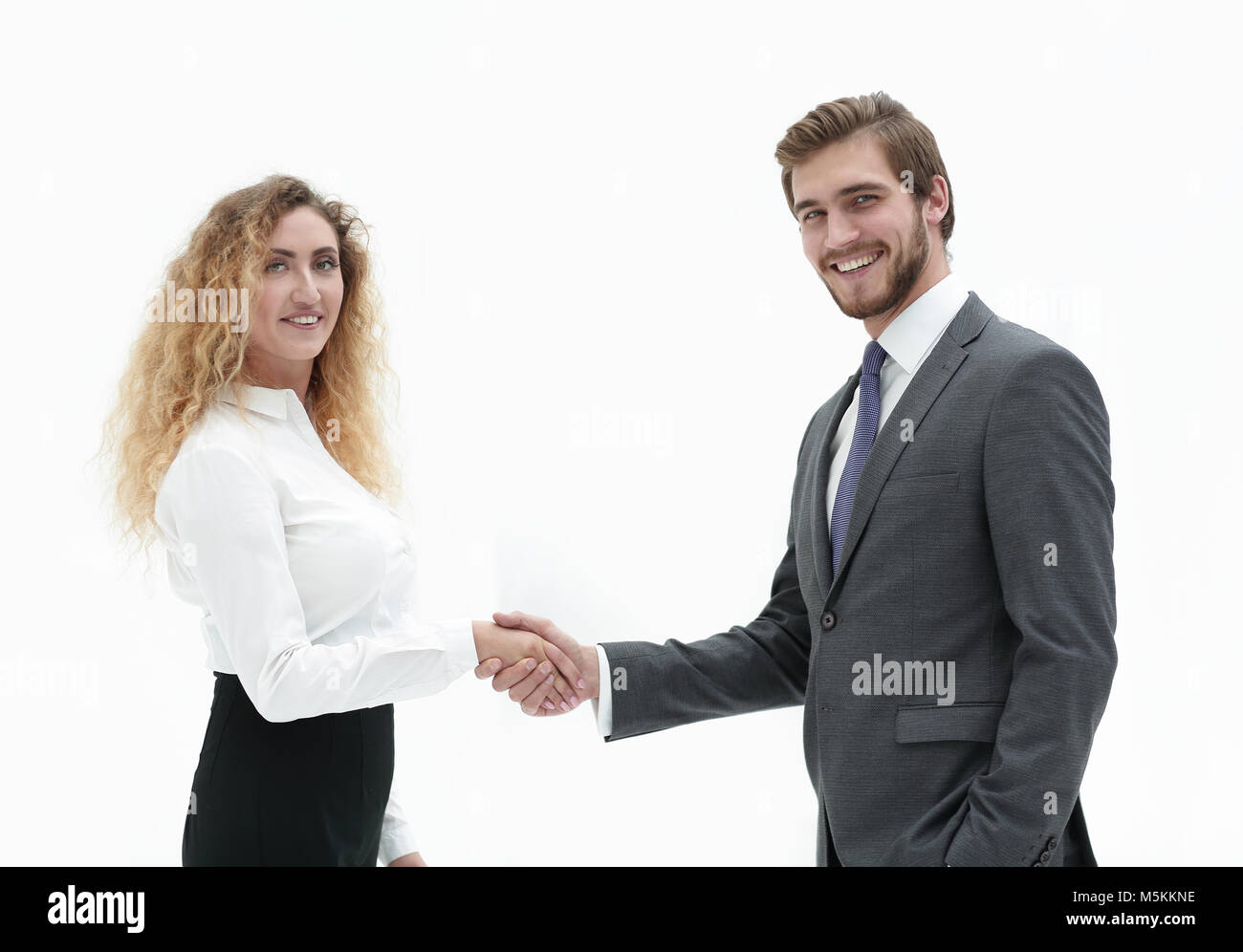 handshake Manager and client on blurred background Stock Photo - Alamy