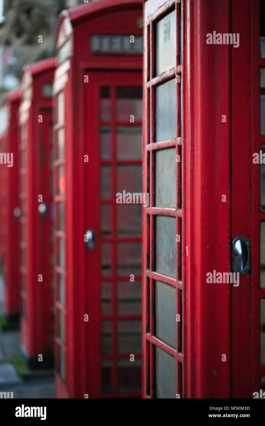 Typical red phone cabins in Blackpool Stock Photo - Alamy