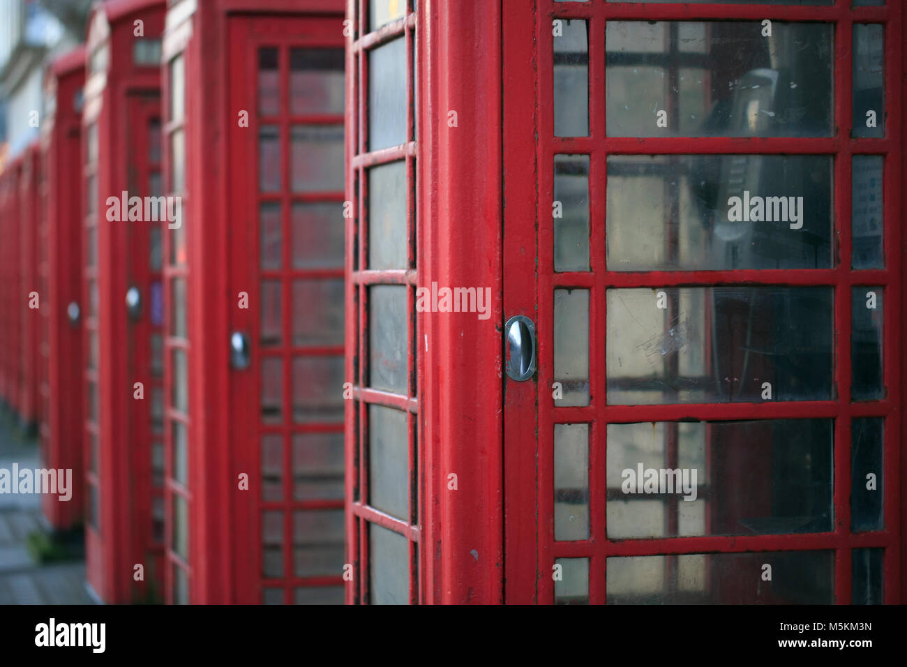 Typical red phone cabins in Blackpool Stock Photo - Alamy