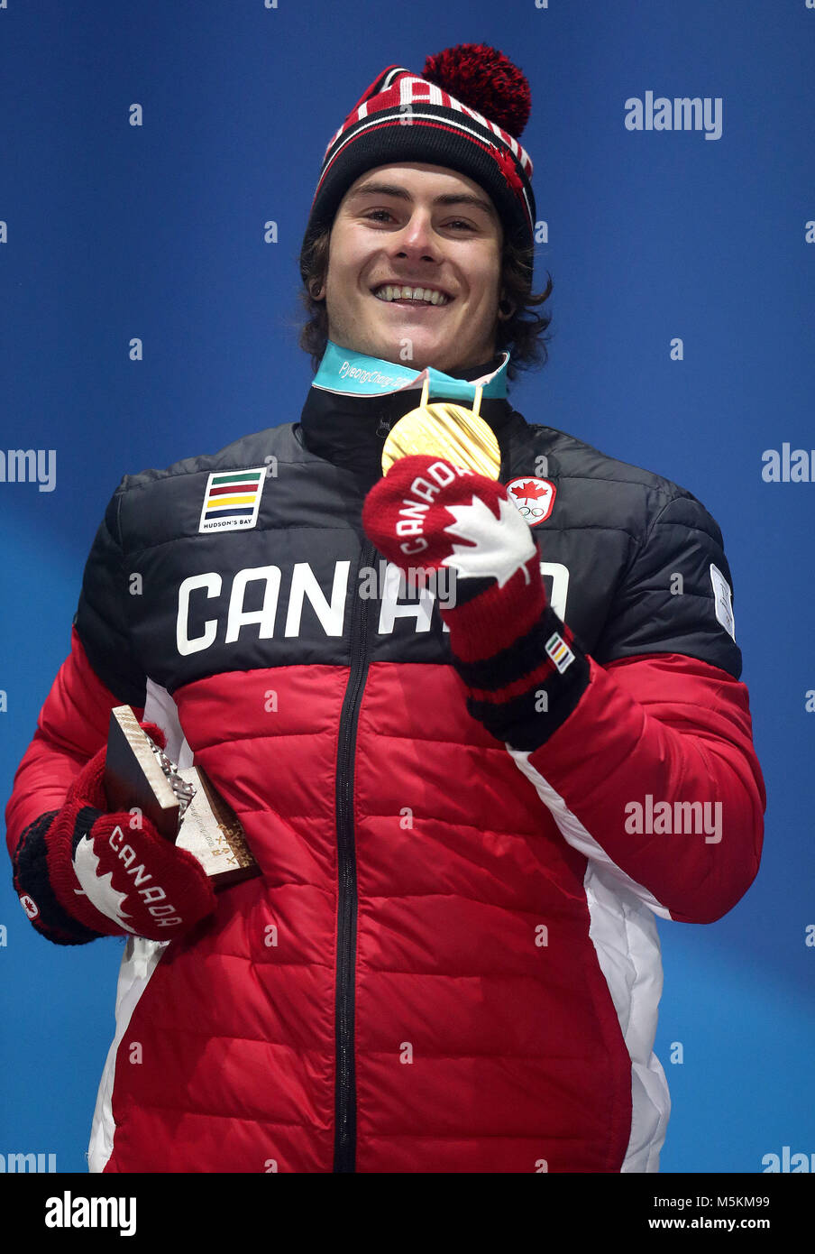 Canada's Sebastien Toutant celebrates with his Gold medal during the ...