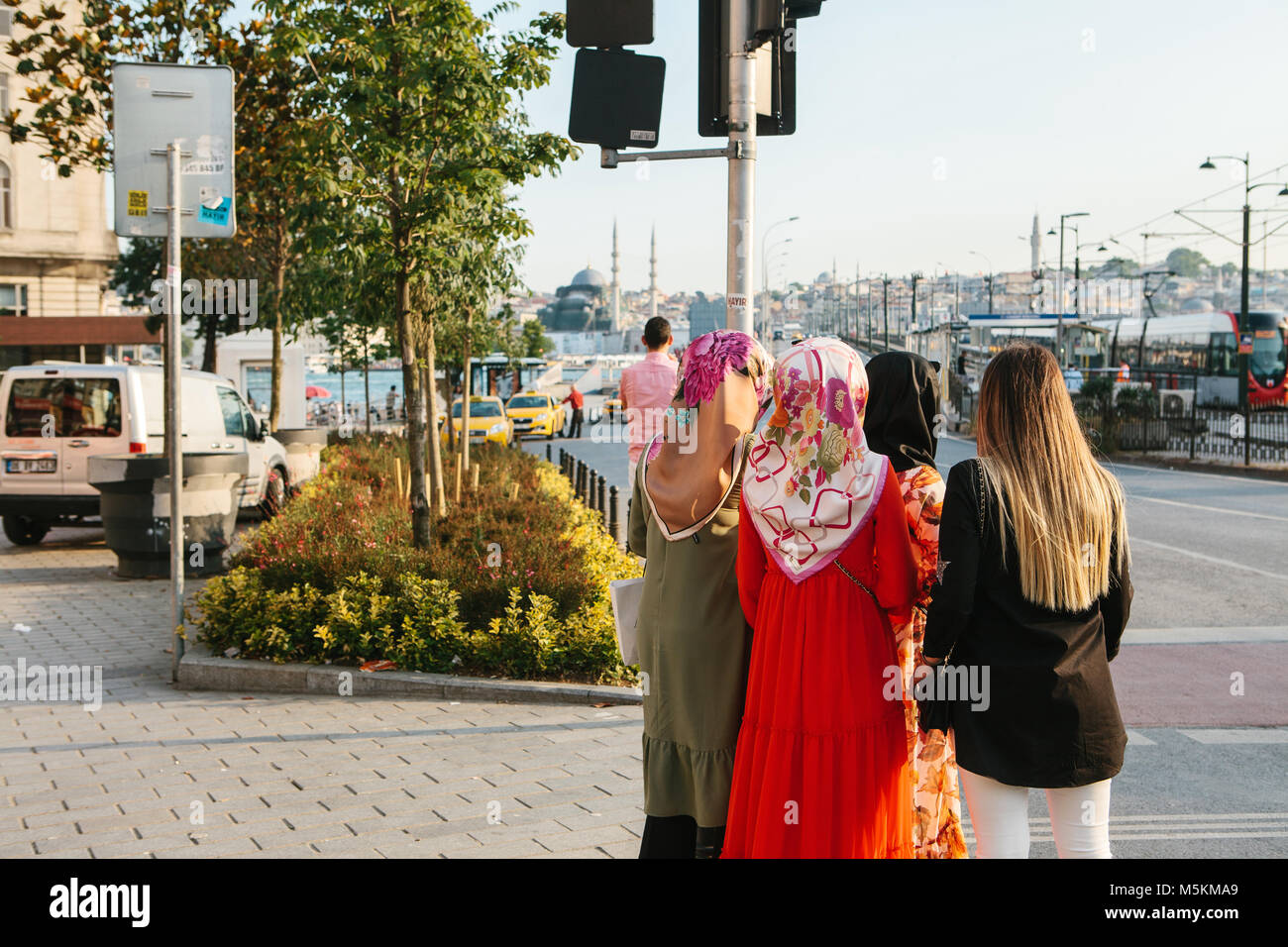 Istanbul, June 15, 2017: Islamic women in traditional attire ...