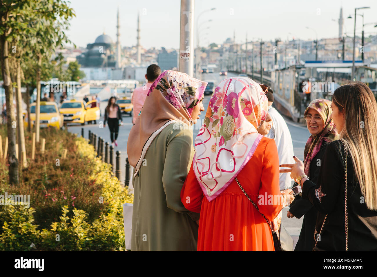 Istanbul, June 15, 2017: Islamic women in traditional attire ...