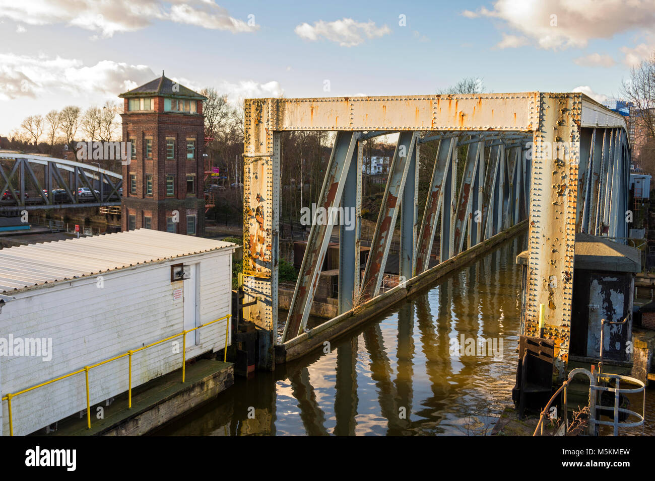 Barton Swing Aqueduct (1894) which carries the Bridgewater Canal over ...