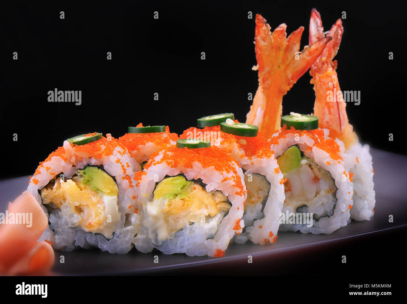 American roll sushi and Japanese rice style Stock Photo - Alamy