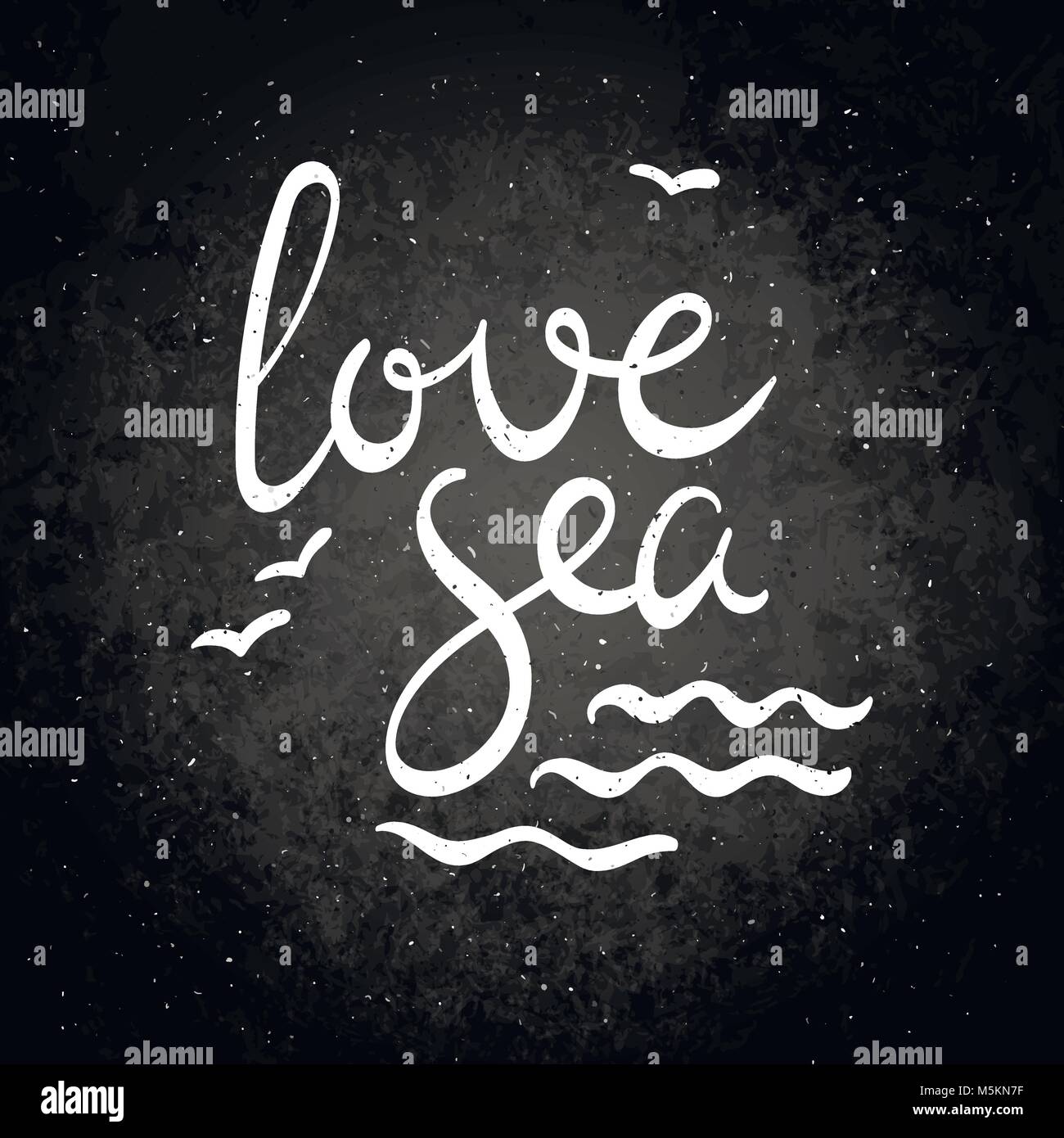Love sea. Hand drawn vector lettering phrase. Modern motivating ...