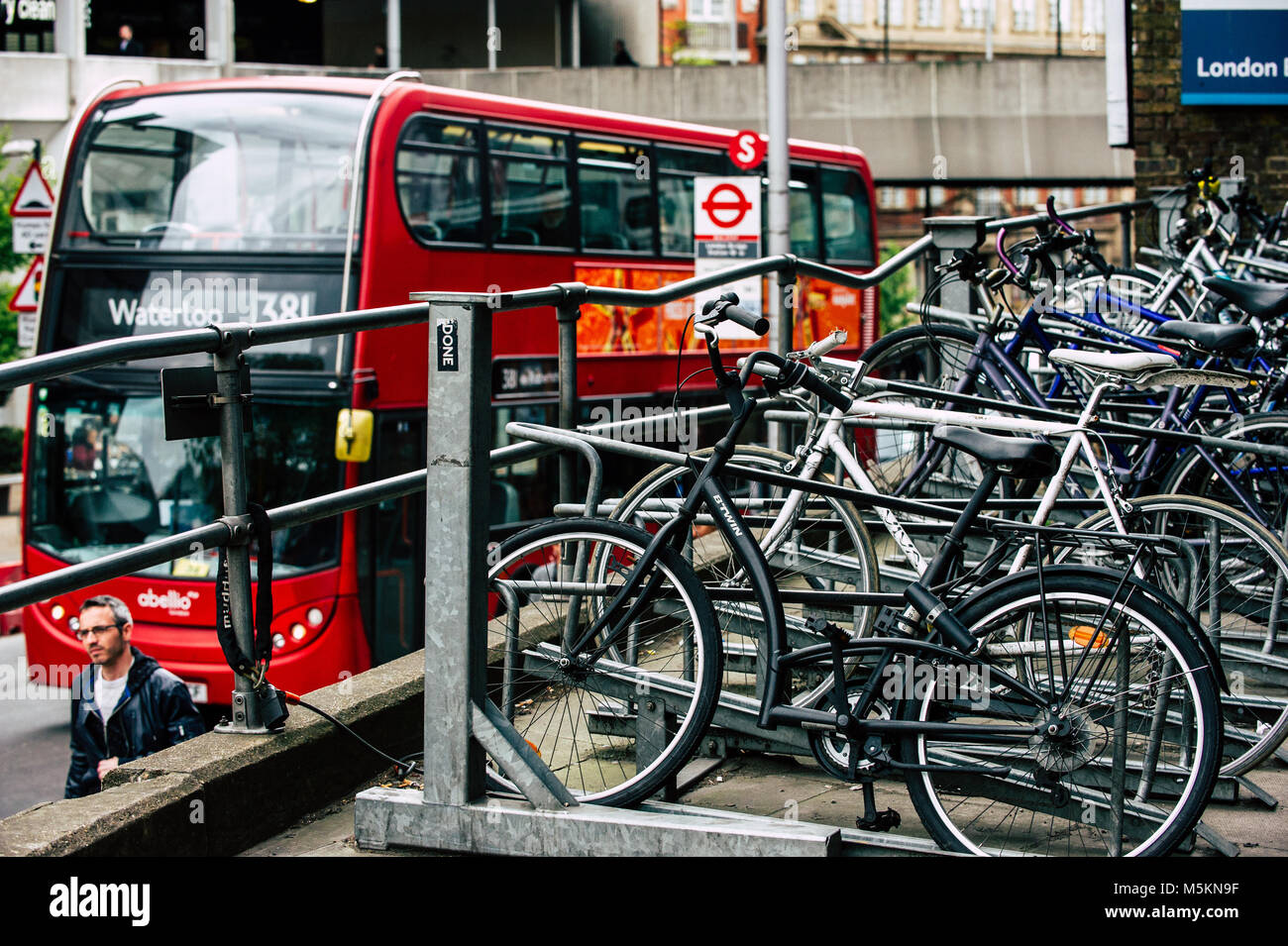 A bike rack in London full of bikes Stock Photo - Alamy