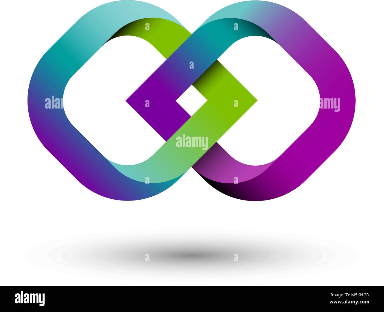 Two multicolored intertwined shapes, connection concept for logo design, eps10 vector Stock ...