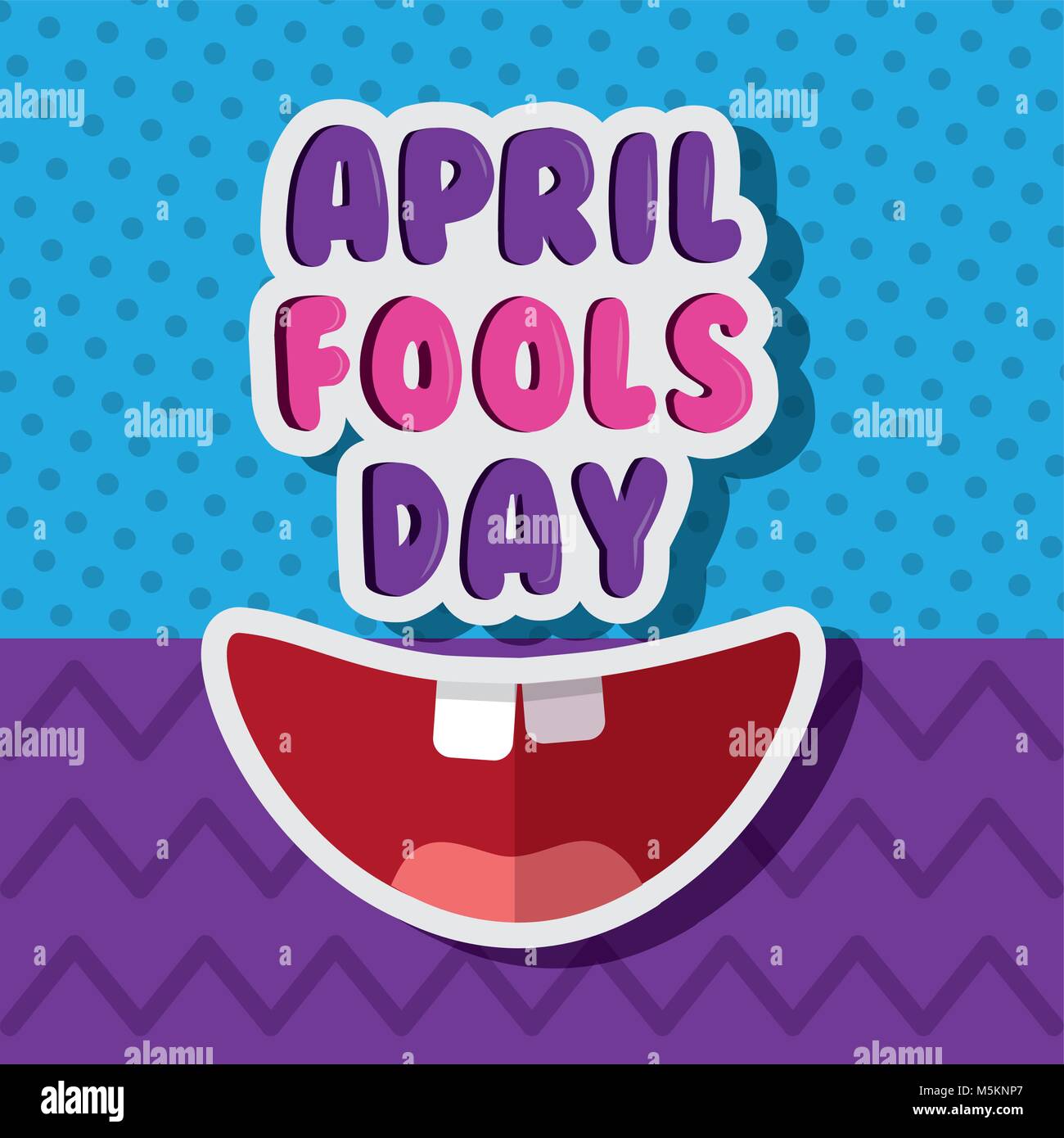 funny smiling mouth april fools day dotted zig zag background Stock ...