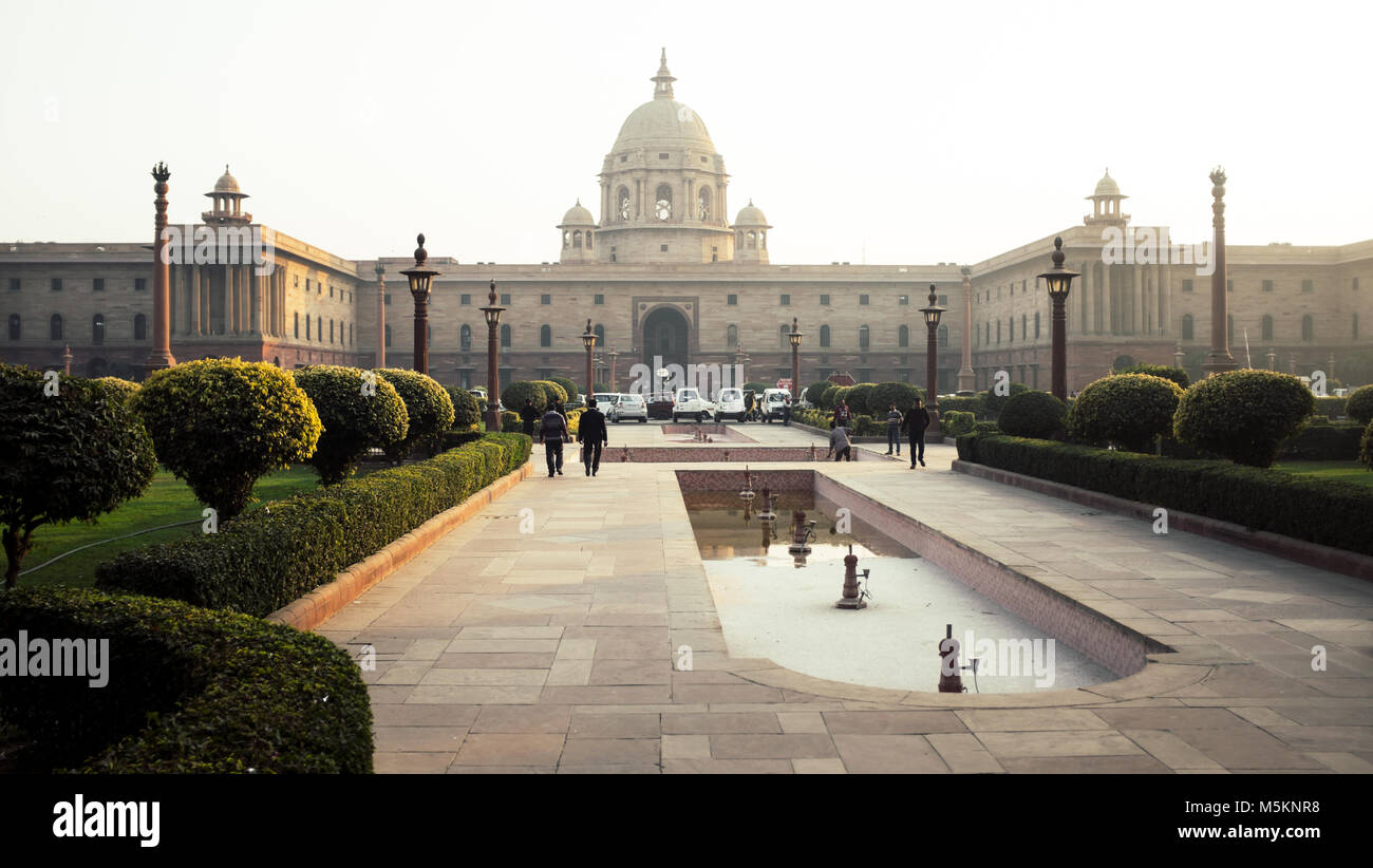 The Government Buildings and the immaculate gardens are seen in Delhi ...