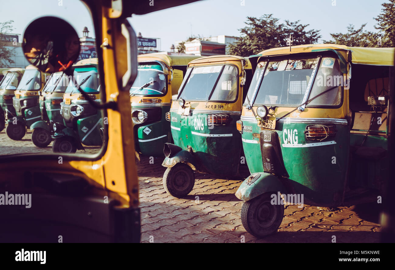 India yellow tuk tuks hi-res stock photography and images - Alamy