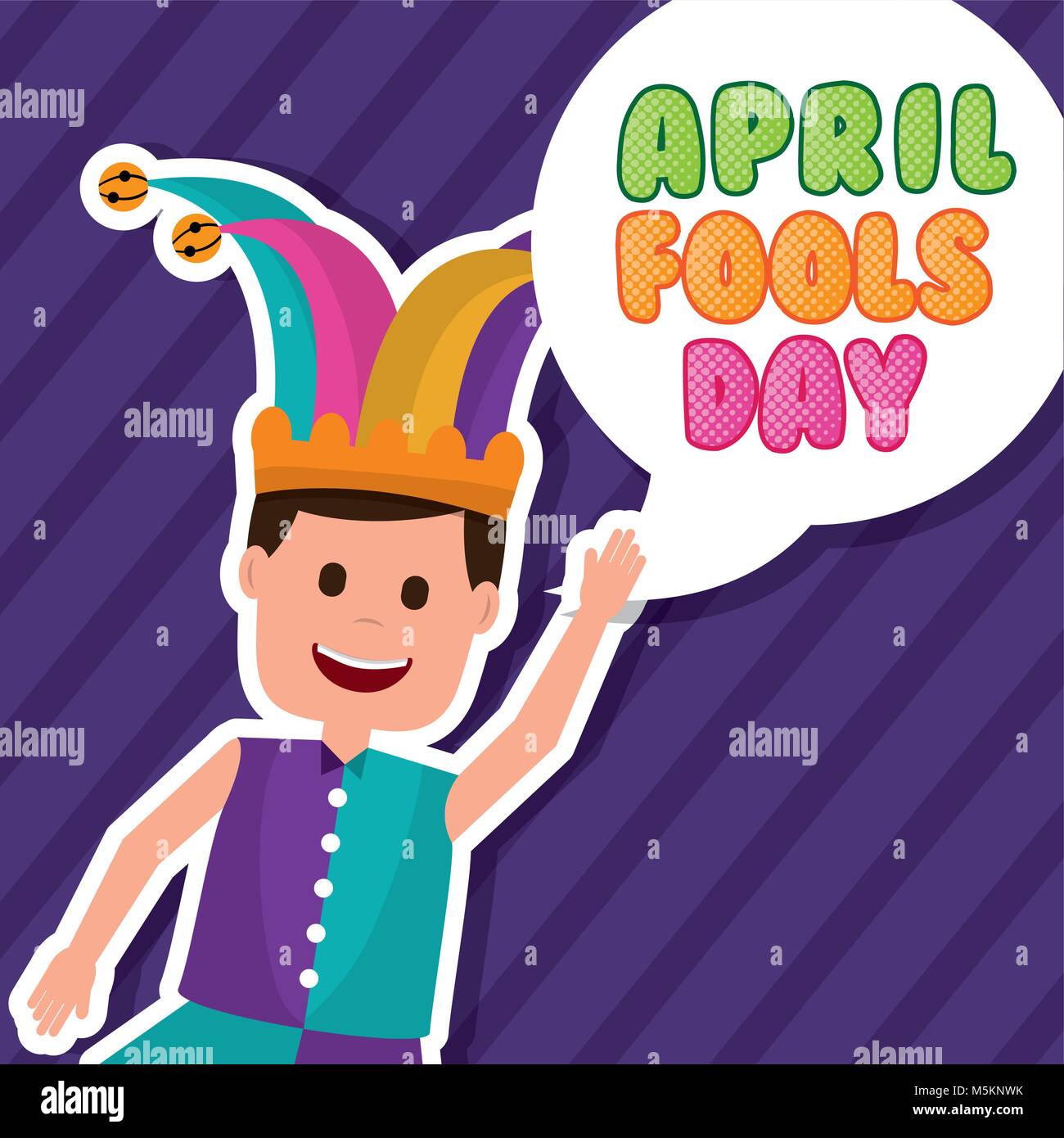 happy man joker clothes and bubble april fools day Stock Vector Image ...