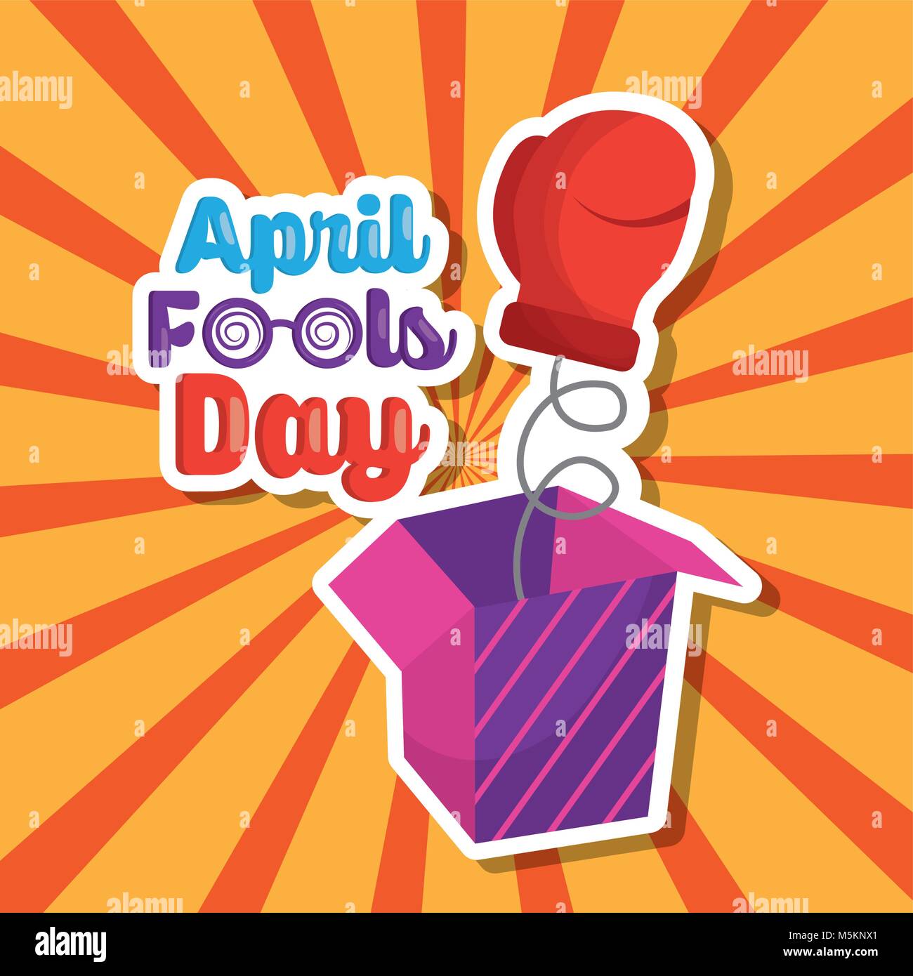 prank box with glove april fools day retro background Stock Vector ...