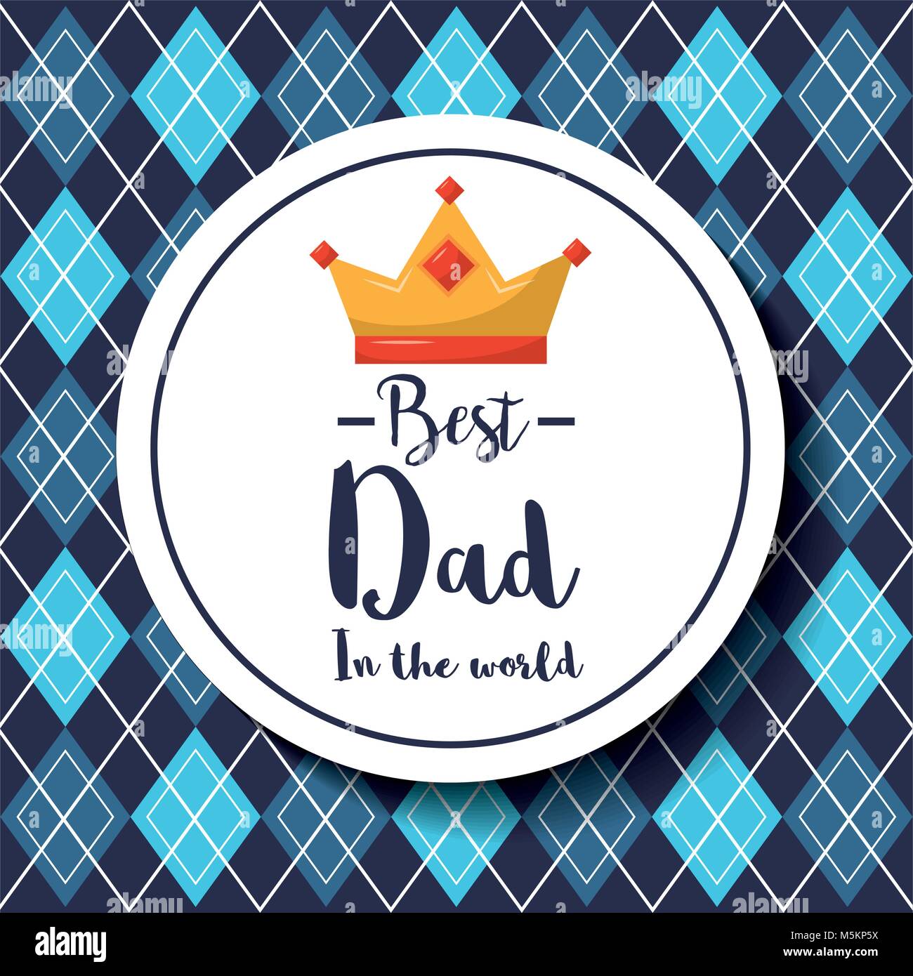 badge best dad in the world crown argyle pattern background Stock ...