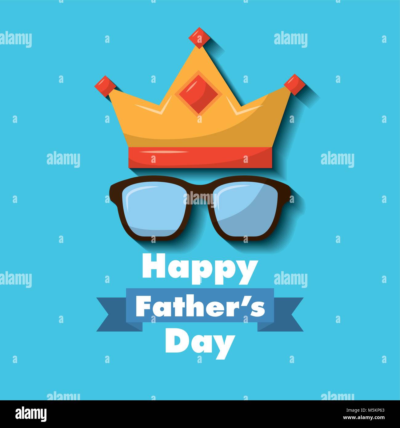 happy fathers day crown glasses celebration card Stock Vector Image ...