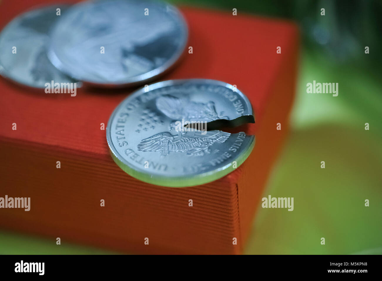 Group of coins for magicians Stock Photo - Alamy