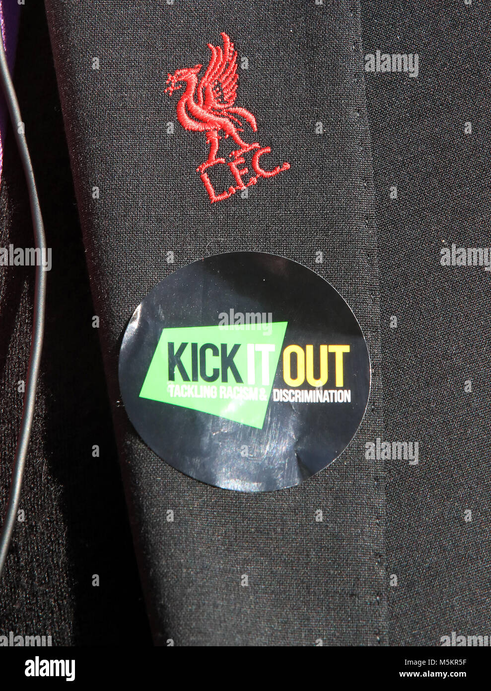 Detail of a Kick it out sticker during the Premier League match at ...