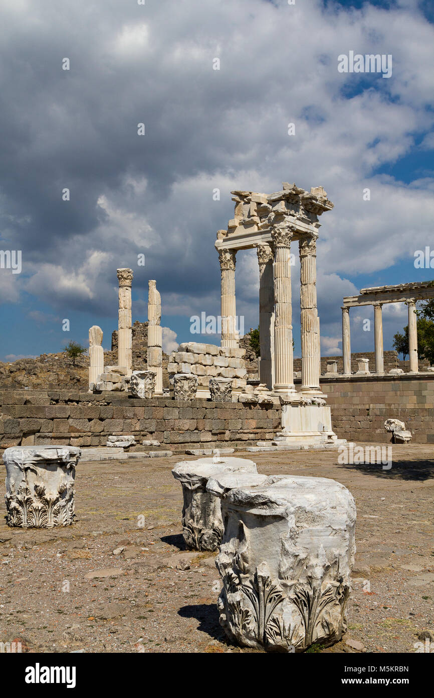 Remains of the roman Temple of Trajan in the ruins of the ancient city ...