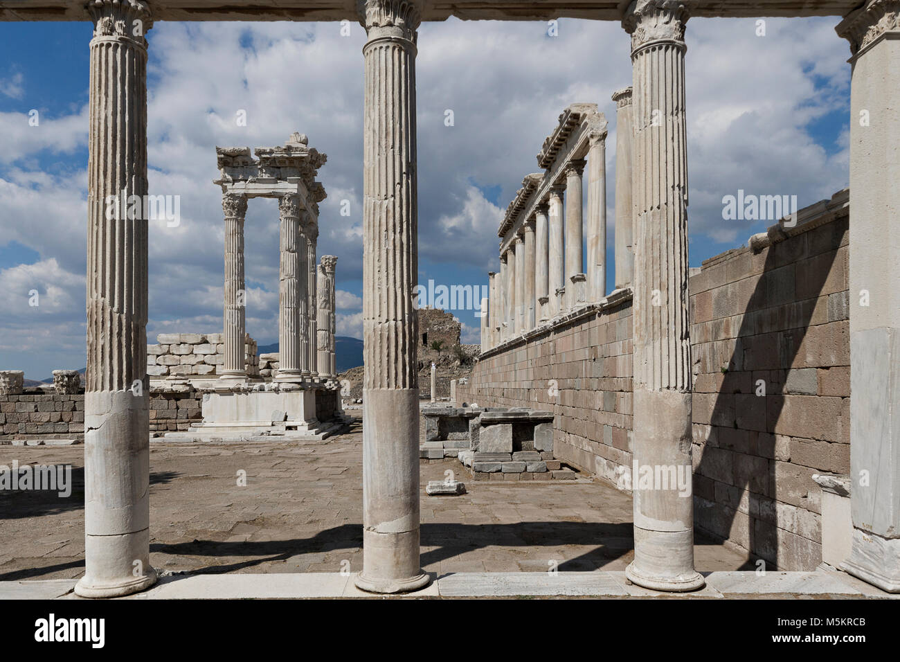 Remains of the roman Temple of Trajan in the ruins of the ancient city ...