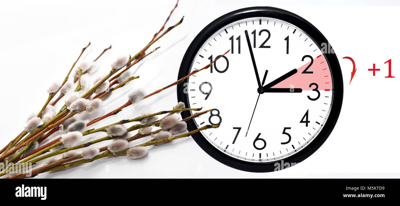 Daylight Saving Time. DST. Wall Clock going to winter time. Turn time ...