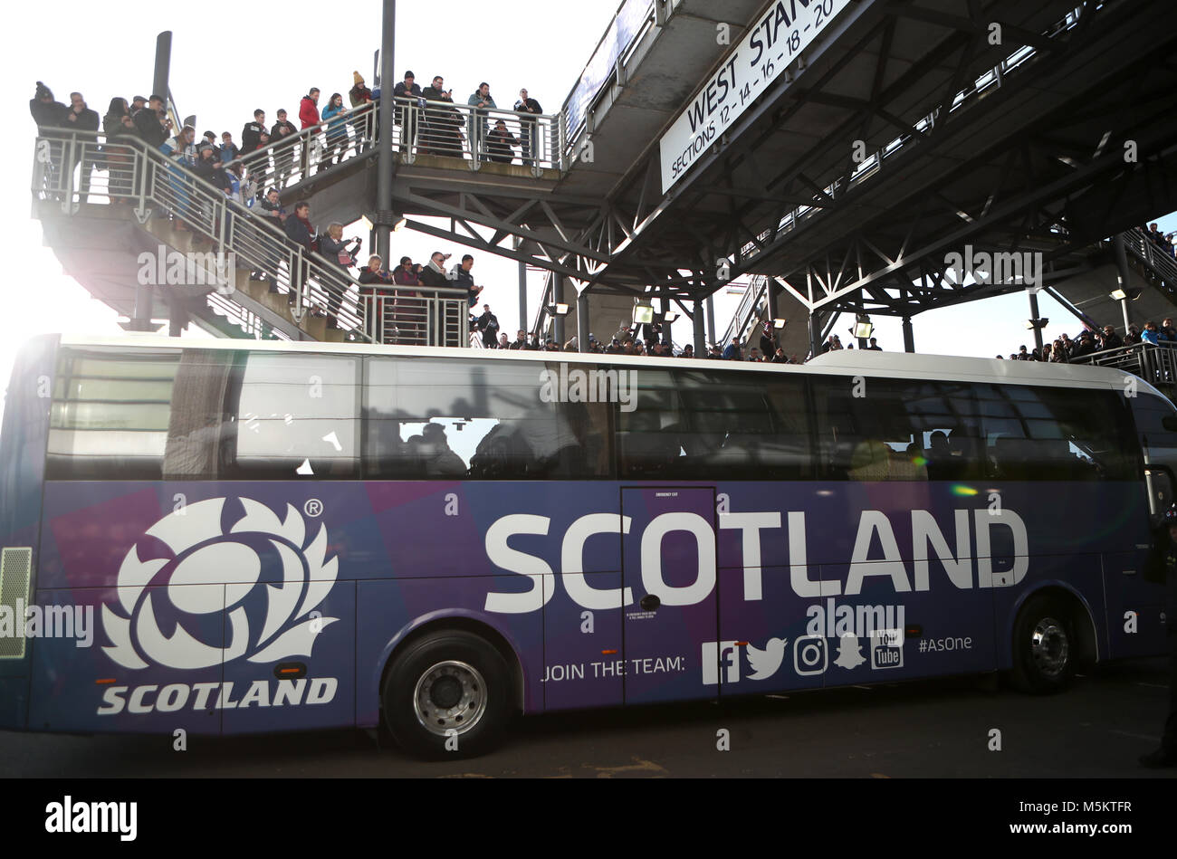 The Scotland Team Bus arrives at the West Stand during the RBS Six ...