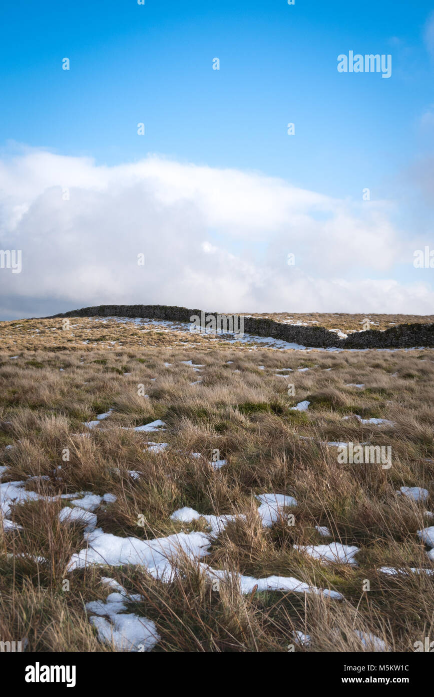 Blue skies above a wintery scene on the Settle Loop in the Yorkshire ...