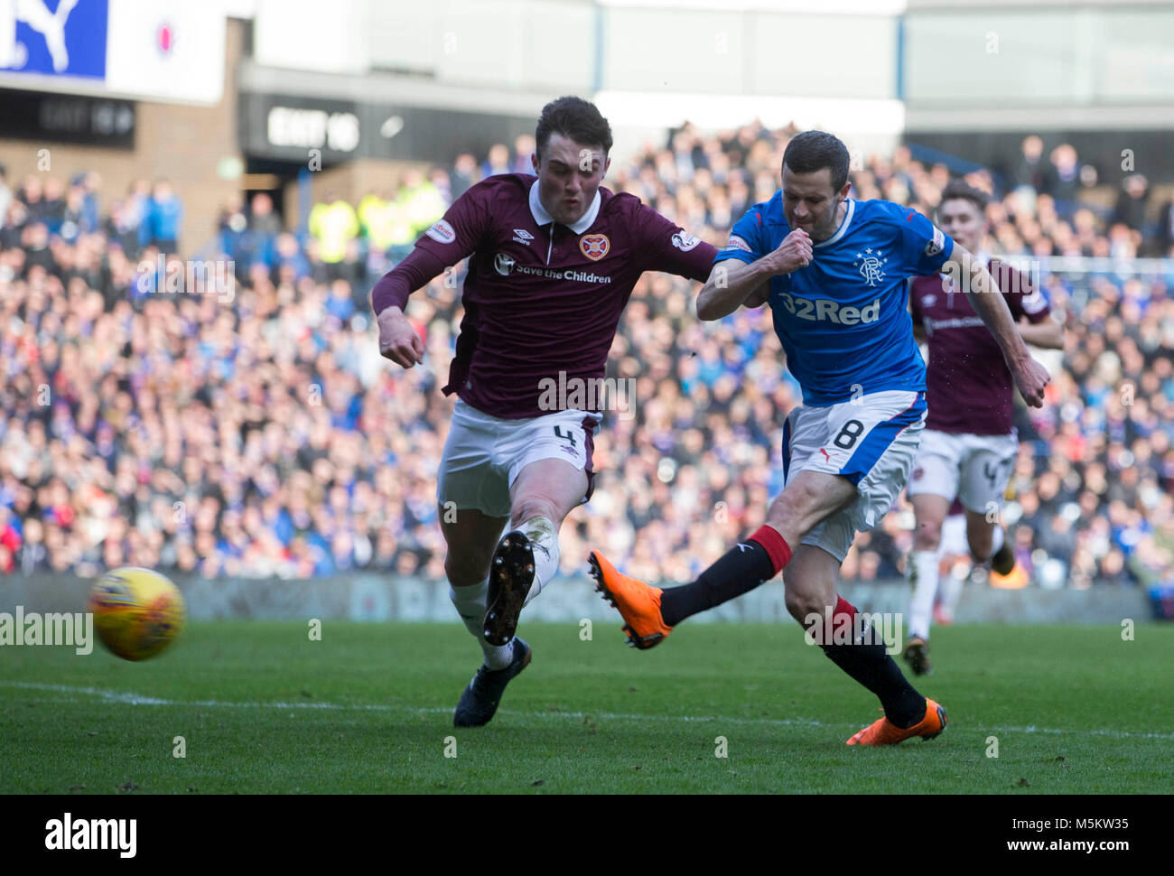 Rangers Jamie Murphy (right) shoots wide during the Scottish ...