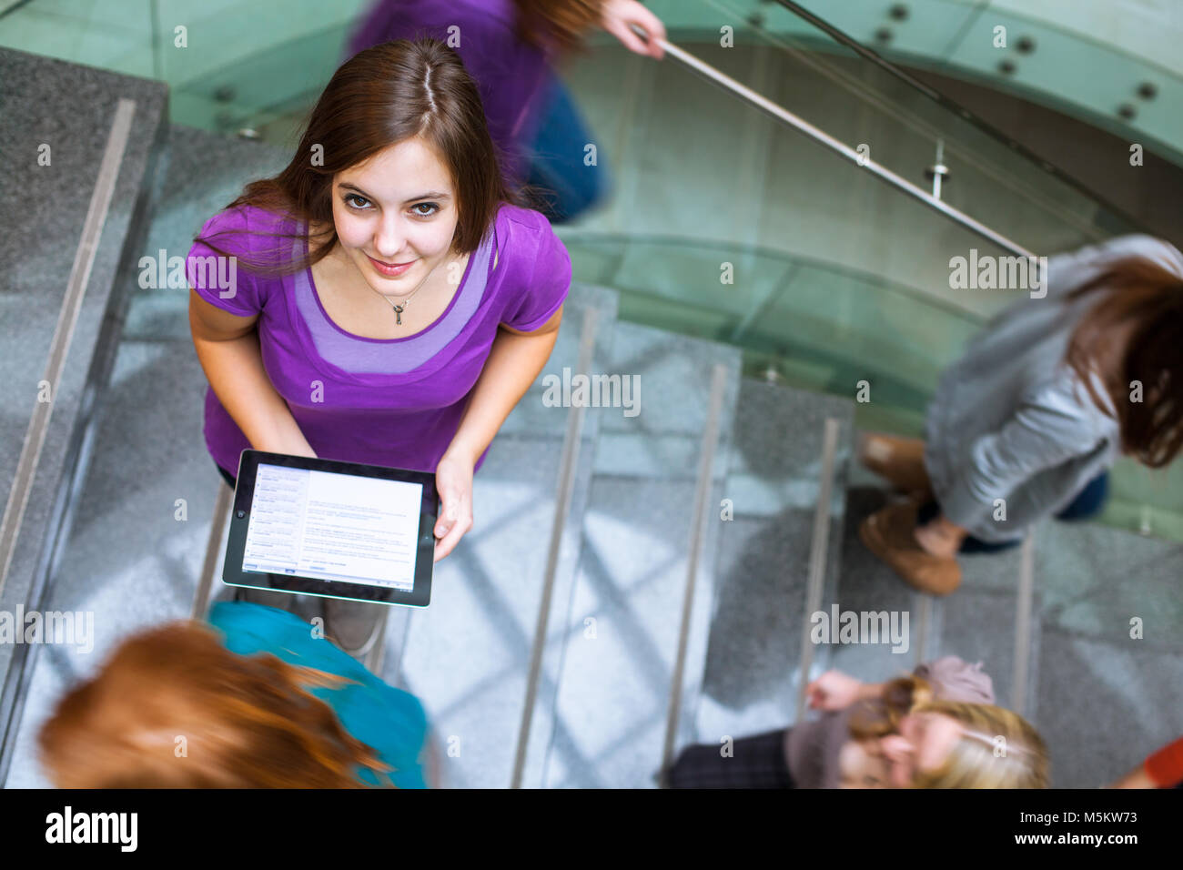 University college students rushing up down hi-res stock photography ...