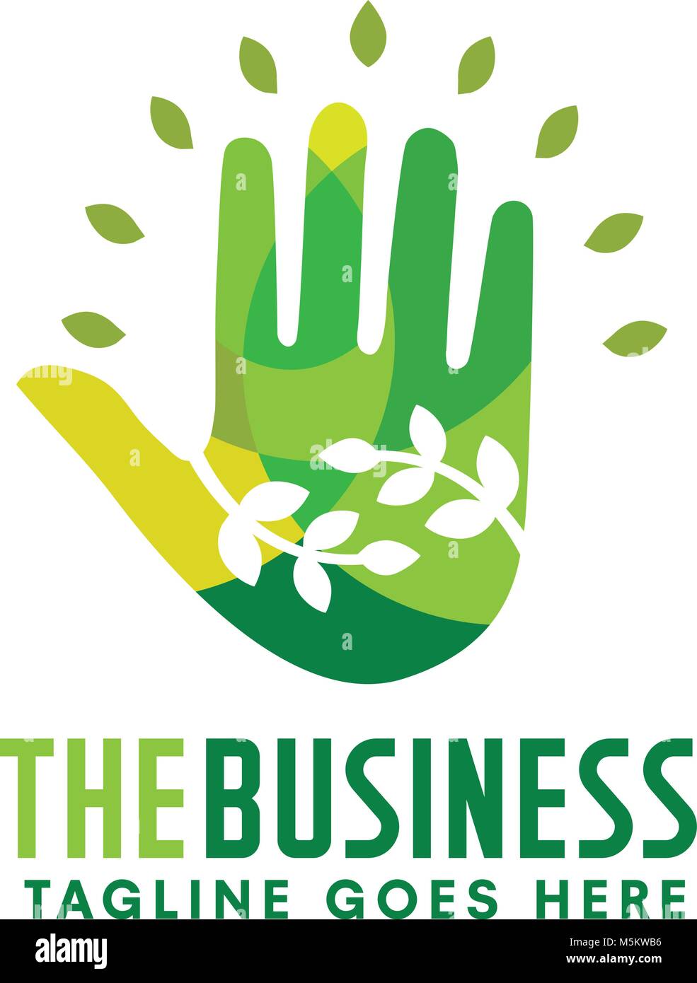 beautiful concept of natural hand health green logo Stock Vector Image ...