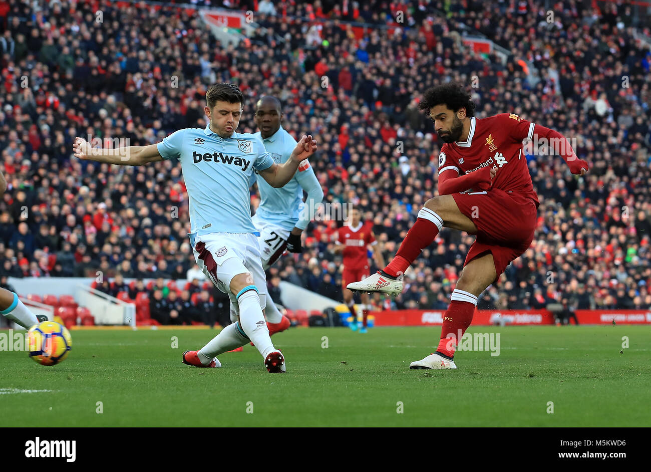 Liverpool's Mohamed Salah scores his side's second goal of the game ...