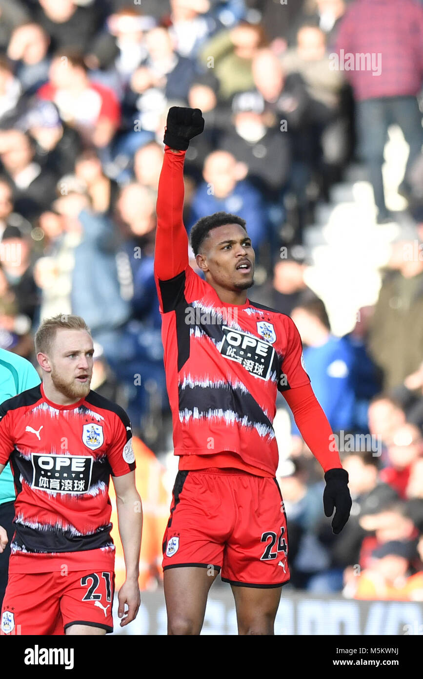 Huddersfield Town's Steve Mounie celebrates scoring his side's second ...