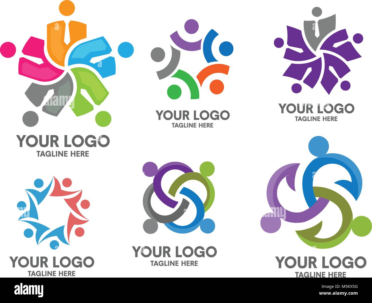 Illustration concept of people activity and community logo set ...
