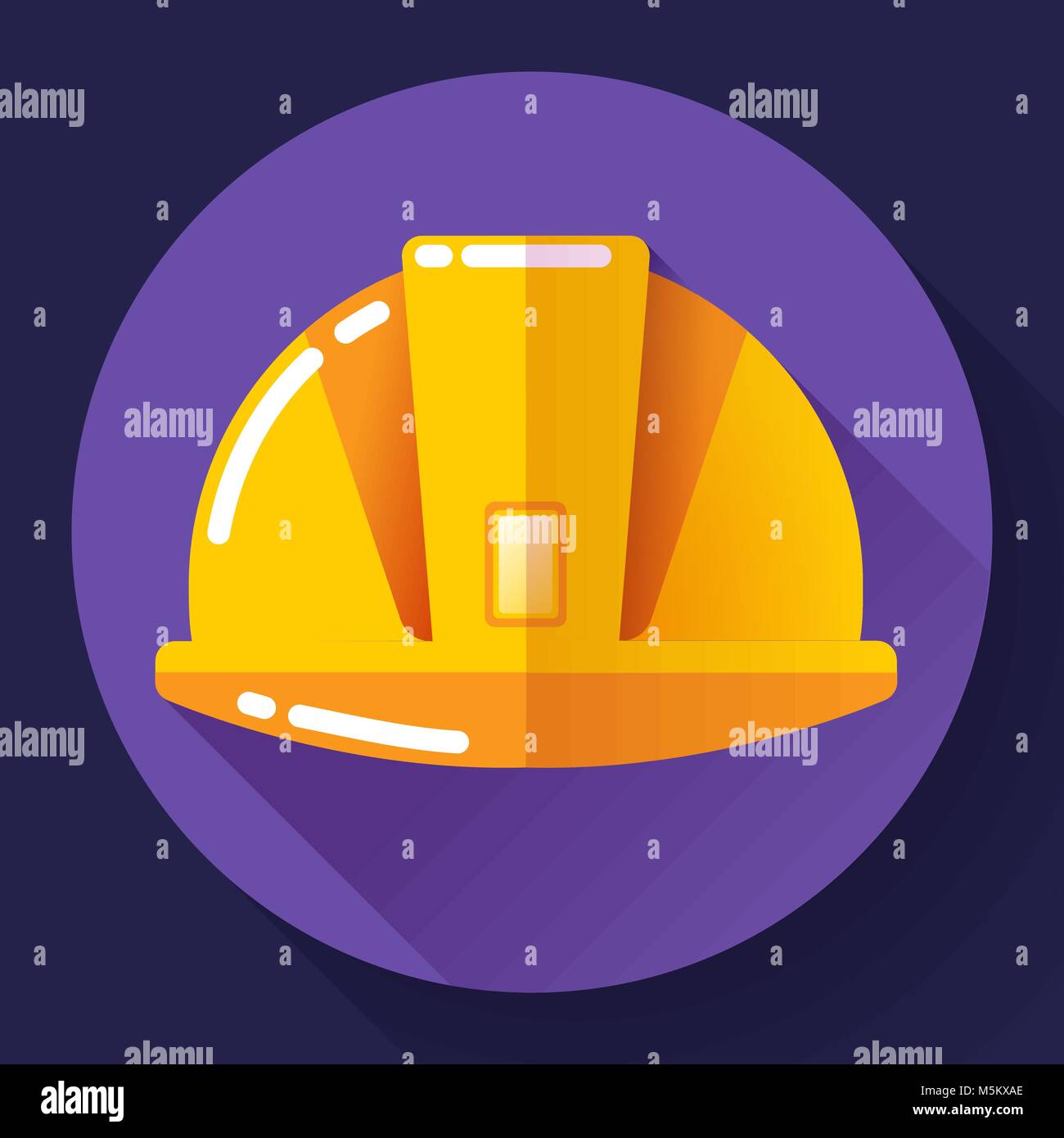Orange construction worker helmet icon. Flat design style Stock Vector ...