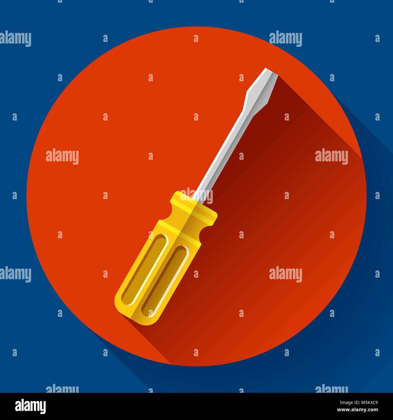 Yellow screwdriver icon - repair and service symbol. Flat design style ...