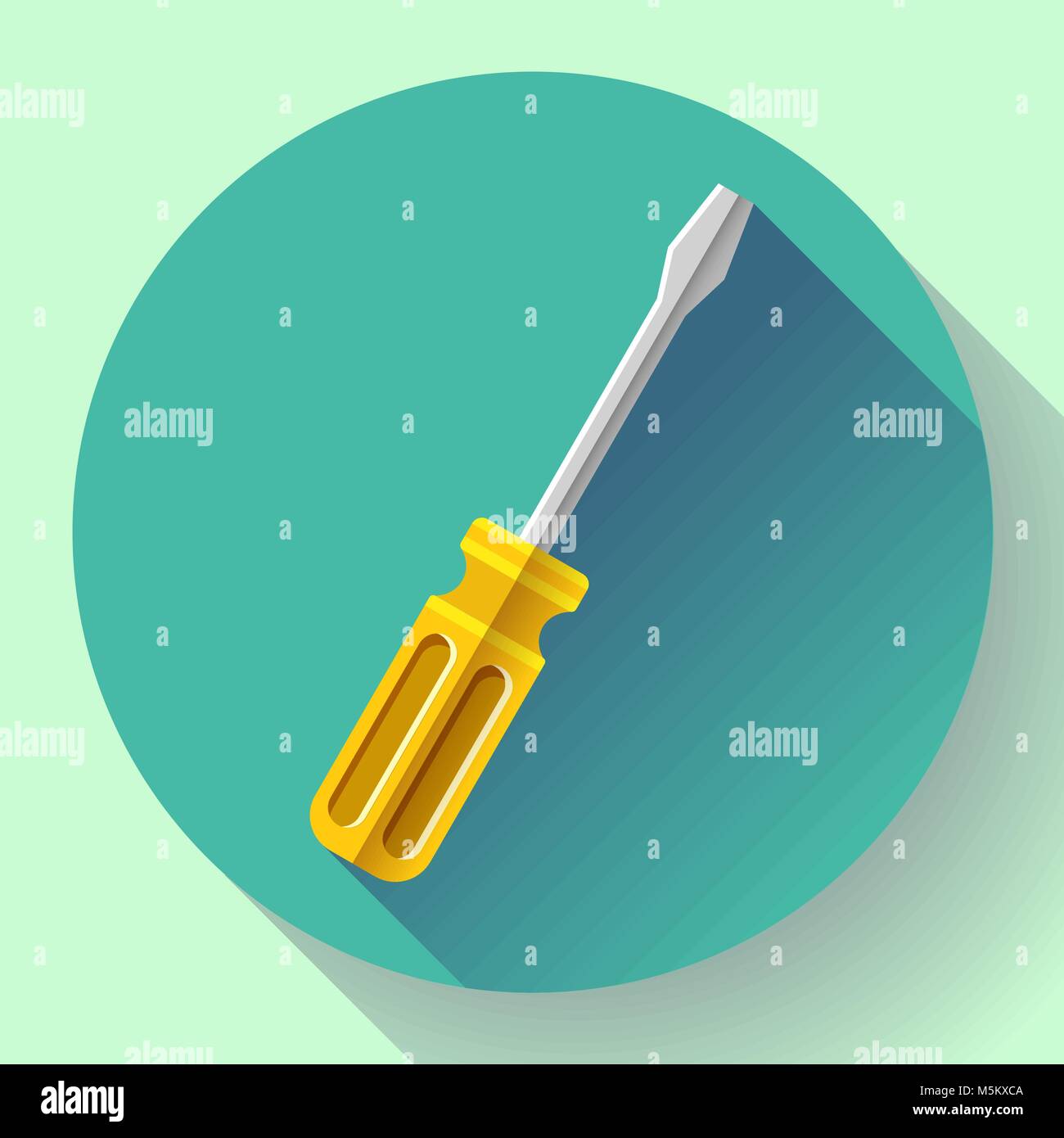 Yellow screwdriver icon - repair and service symbol. Flat design style ...