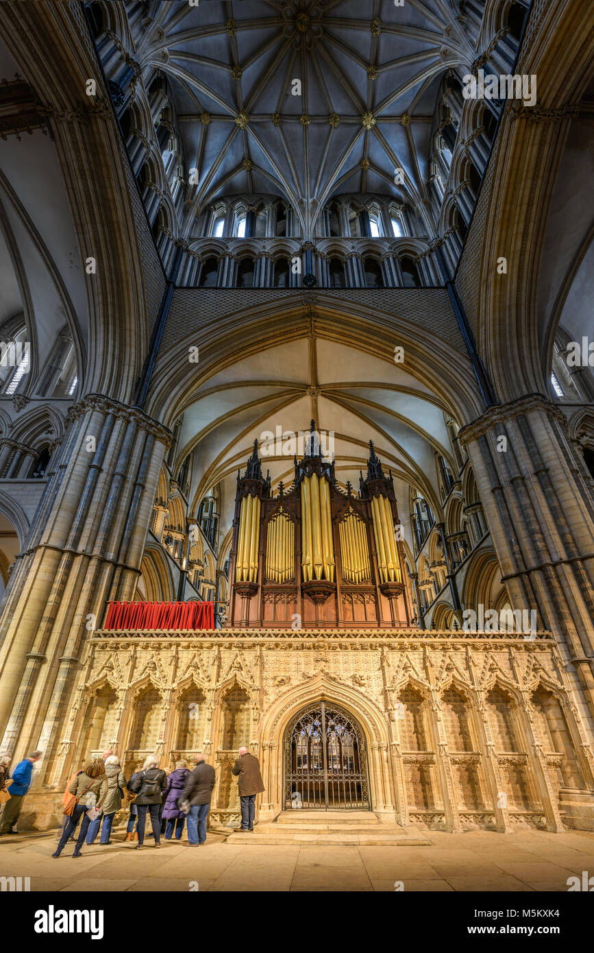 The stone rood screen at the medieval christian cathedral built by the ...
