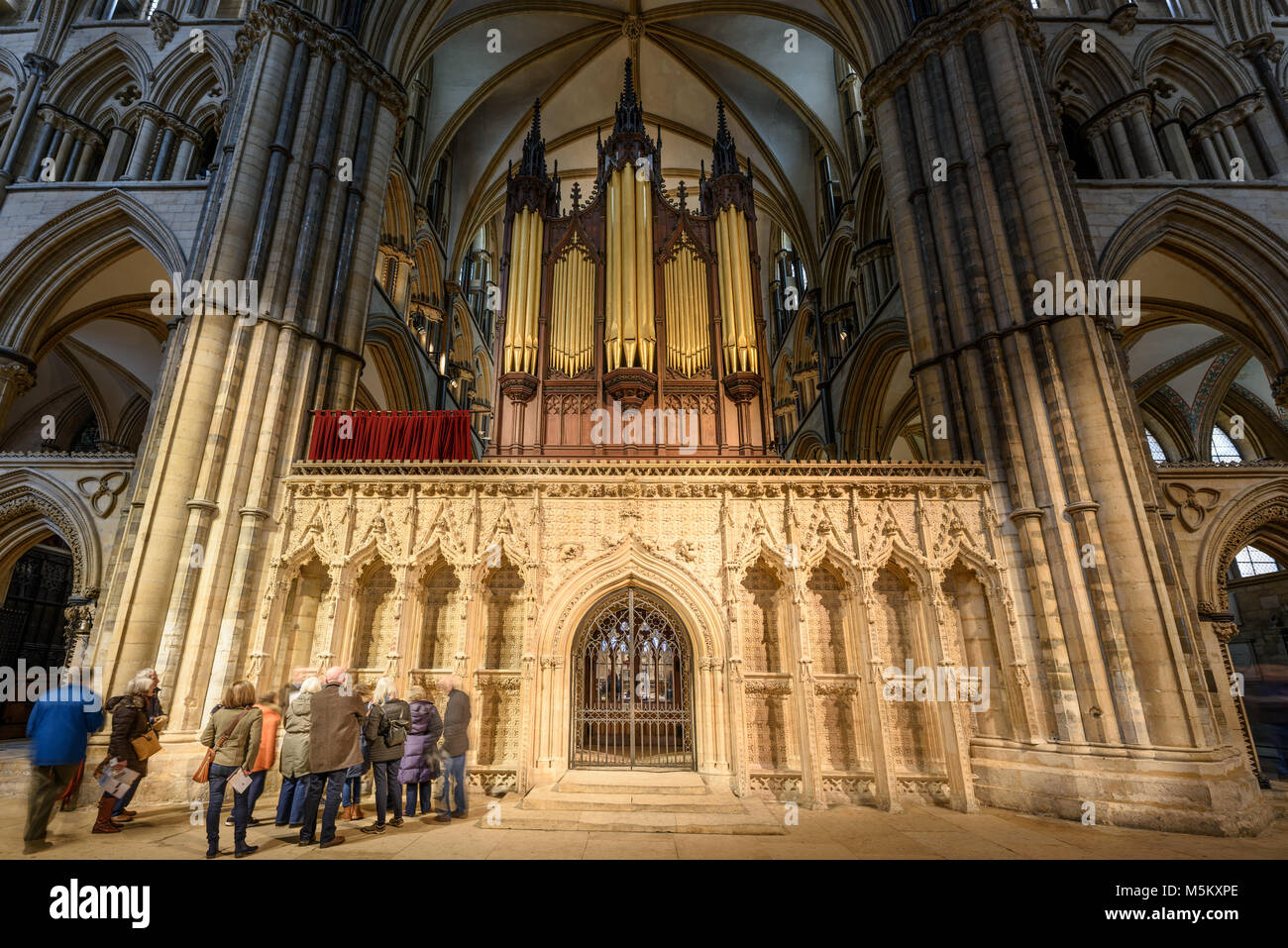 The stone rood screen at the medieval christian cathedral built by the ...