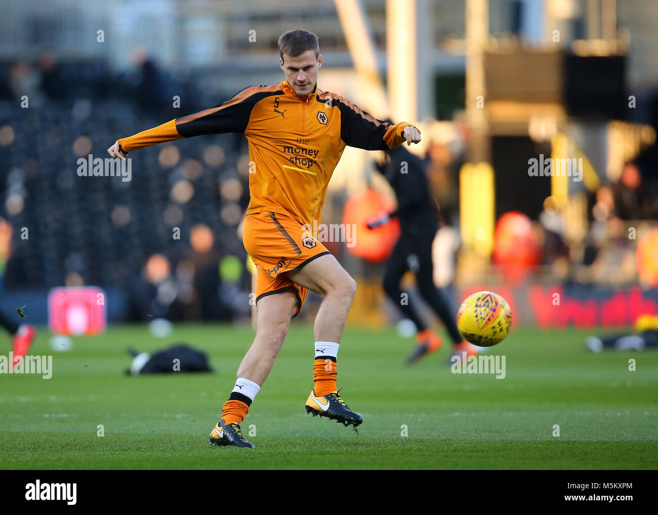 Wolves' Ryan Bennett warms up before kick off during the Championship ...