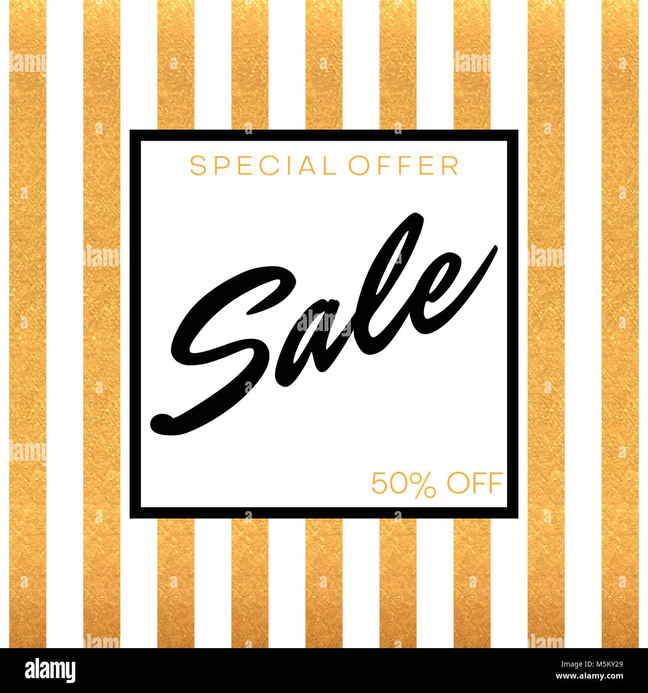 Sale banner with gold vertical stripes on white background Stock Vector ...