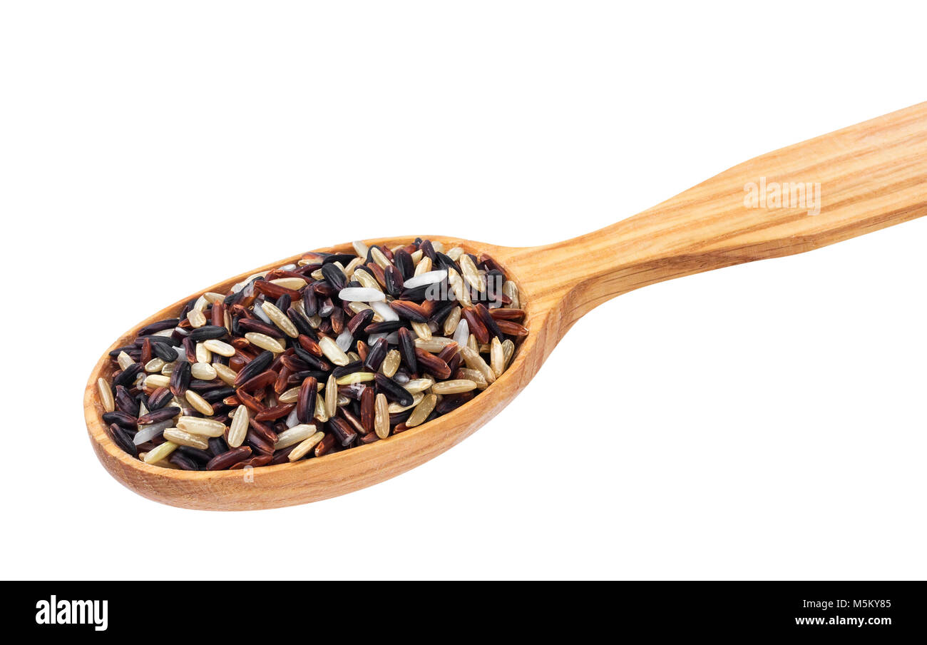 Mixed rice in spoon on white background Stock Photo - Alamy